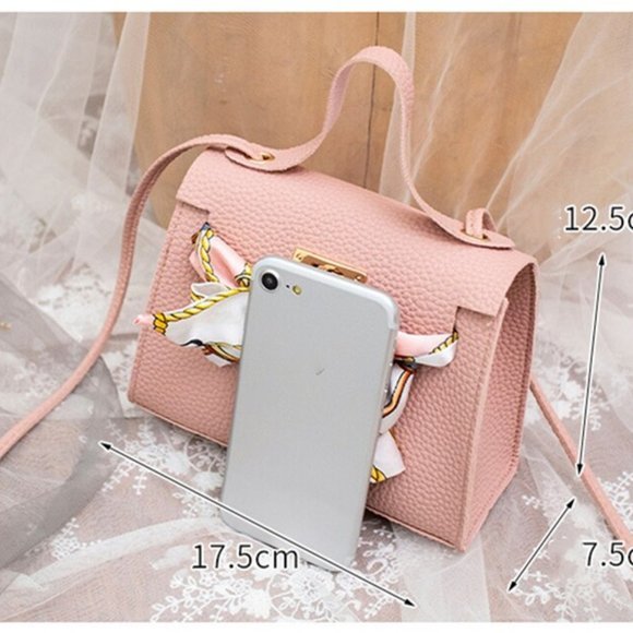 Star Posh | Bags | Satin Bow Pink Vegan Leather Mini Satchel Handbag ...